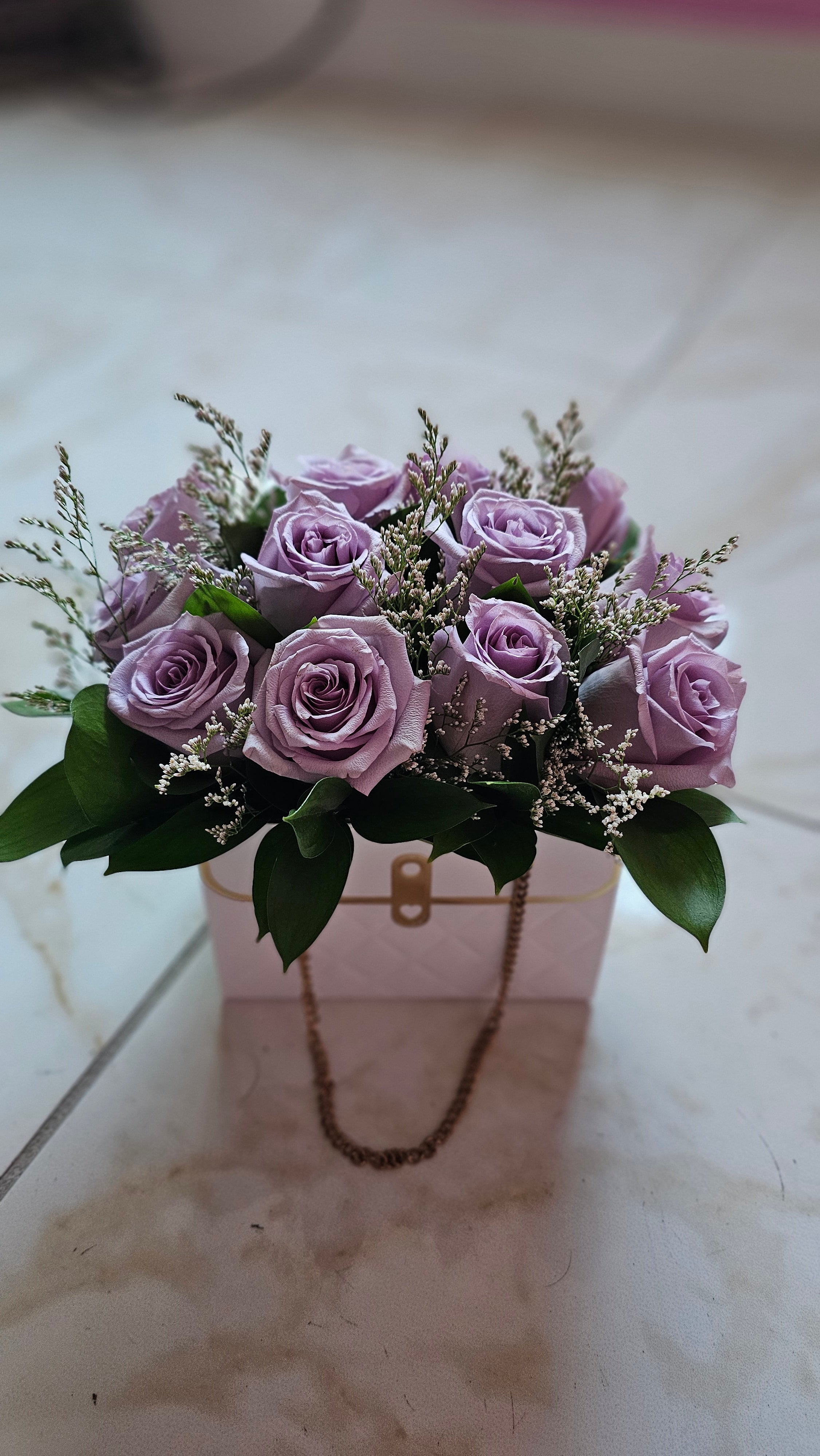 Mini Purse flower arrangement (fresh cut roses) | Michelle's roses florist